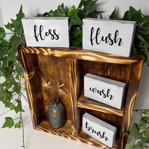 Bathroom Wall Box and Sign Set | Floss Flush Wash Brush Mini Signs ...