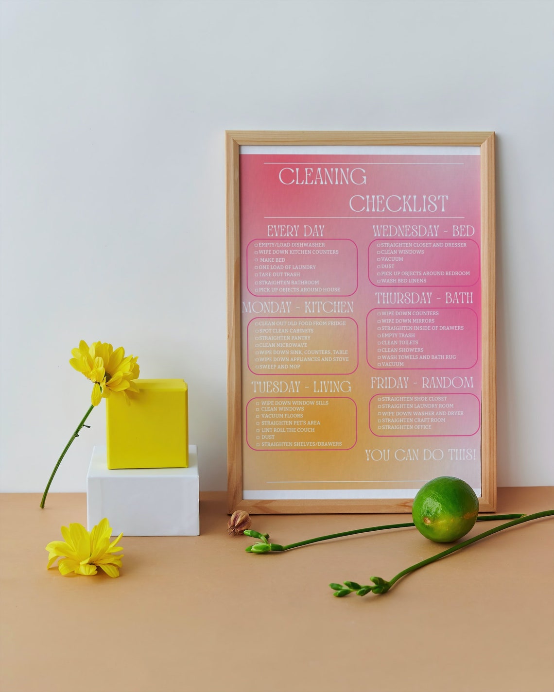 DIGITAL Cleaning Checklist L Printed Paper Size 8.5x11 L Get Organized ...