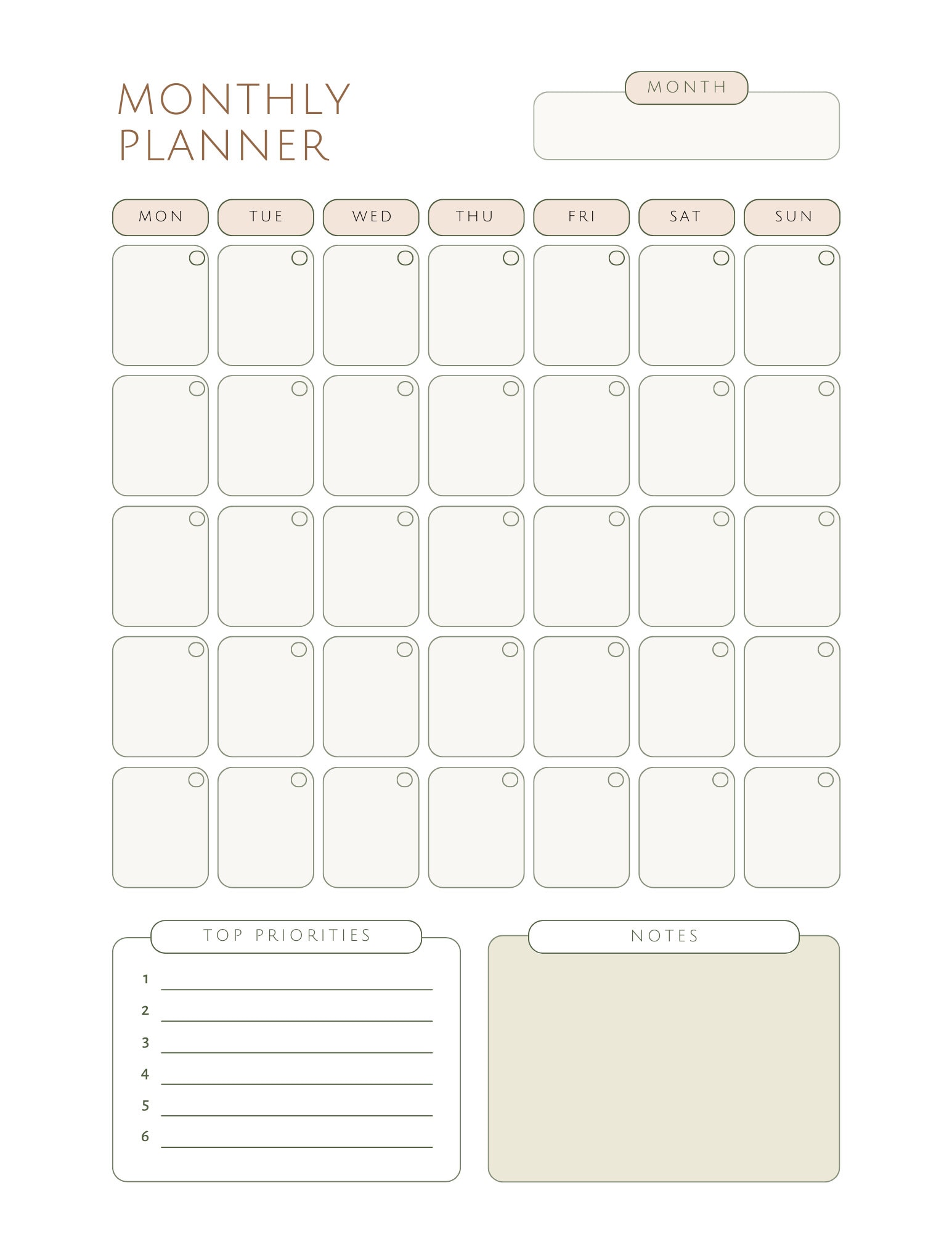 Printable Monthly Planner - Etsy