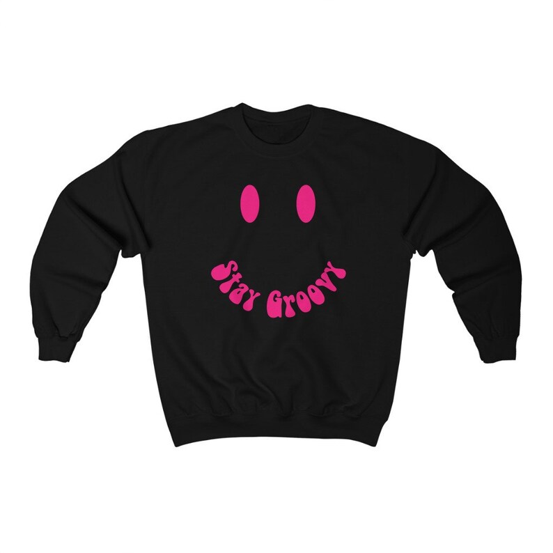 Smiley Face Sweatshirt Trendy Smile Crewneck Stay Groovy - Etsy