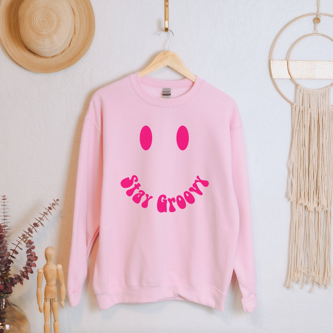 Smiley Face Sweatshirt Trendy Smile Crewneck Stay Groovy | Etsy