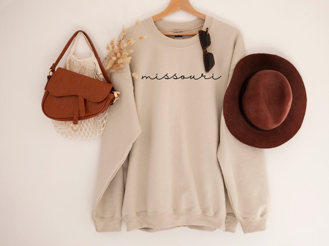 Missouri Sweatshirt Trendy MO Crewneck Cursive State Pullover Womens ...