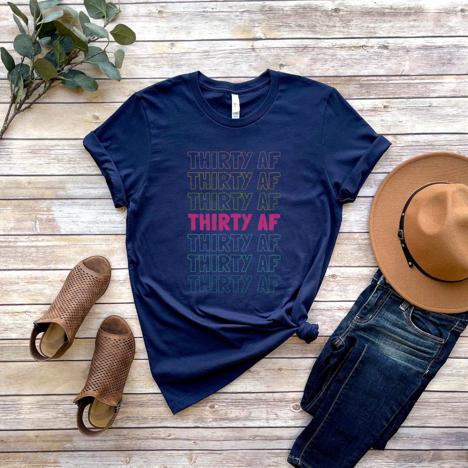 Thirty AF Shirt 30 Flirty and Thriving Tee 30th Birthday Tshirt Womens ...
