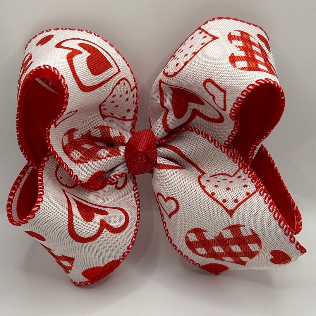 Lazo de pelo grande de corazones de San Valentín Corazones a cuadros ...