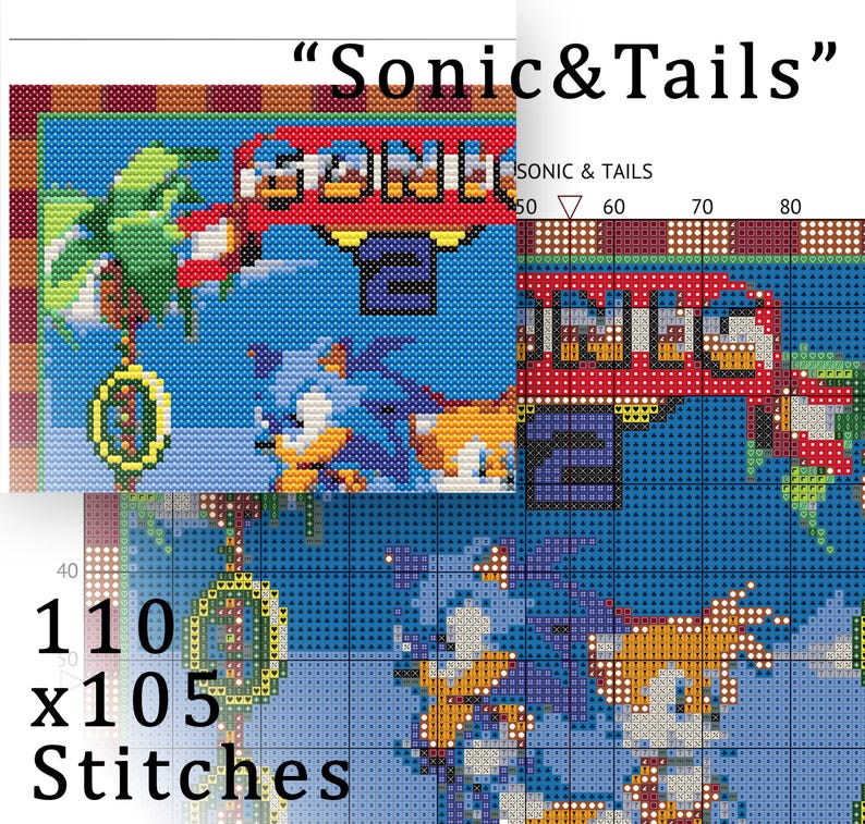 Sonic & Tails Cross-stitch Pattern: Sega Genesis Gamer Art (digital Download) - Etsy