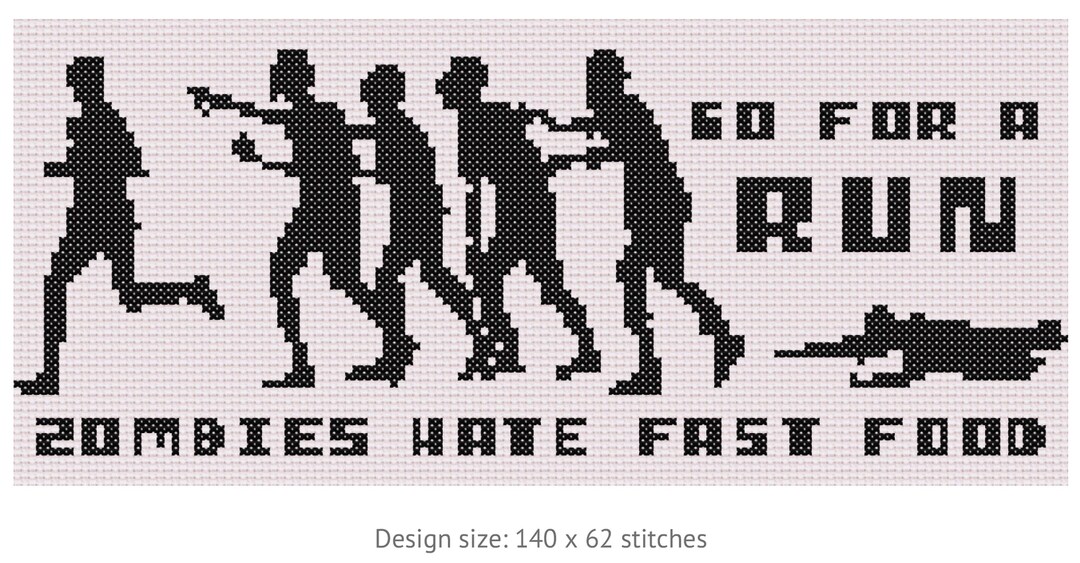 Zombie Fast Food Cross Stitch Pattern: Humor Apocalypse (digital ...