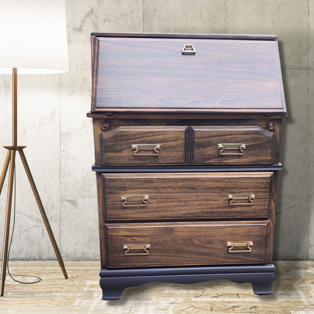 Hide the Clutter With This Refinished Traditional Style Maple Secretary ...