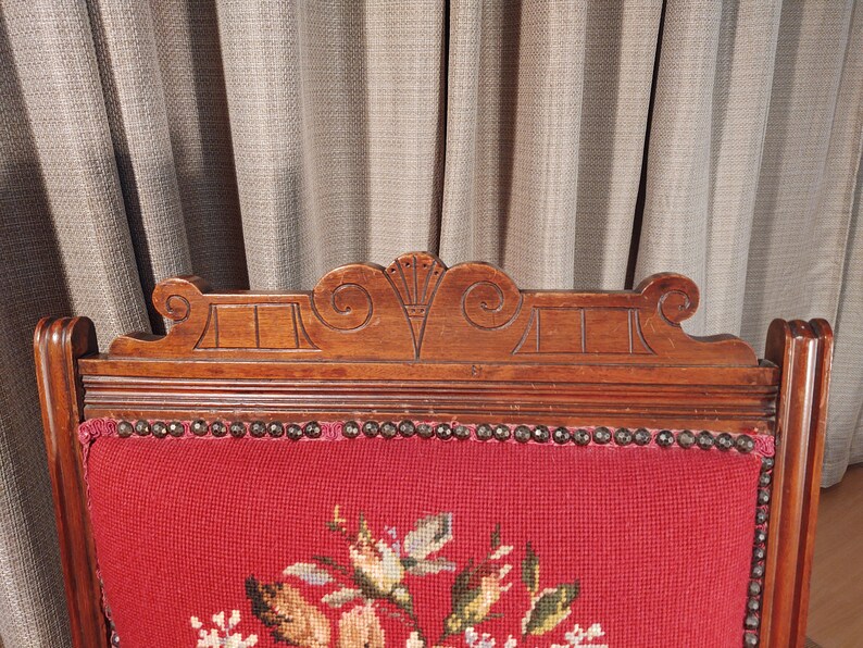 This Victorian Needle Point Chair in Maroon is a Perfect Addition for ...