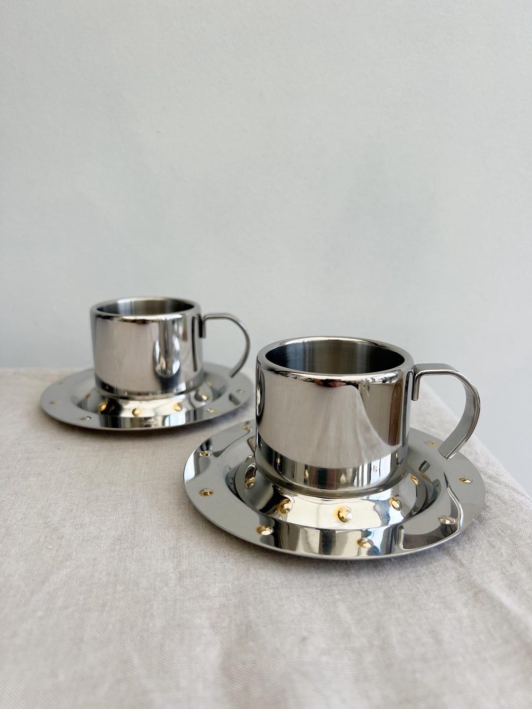 Vintage Meber Studded Stainless Steel Espresso Cups Set of 2 - Etsy