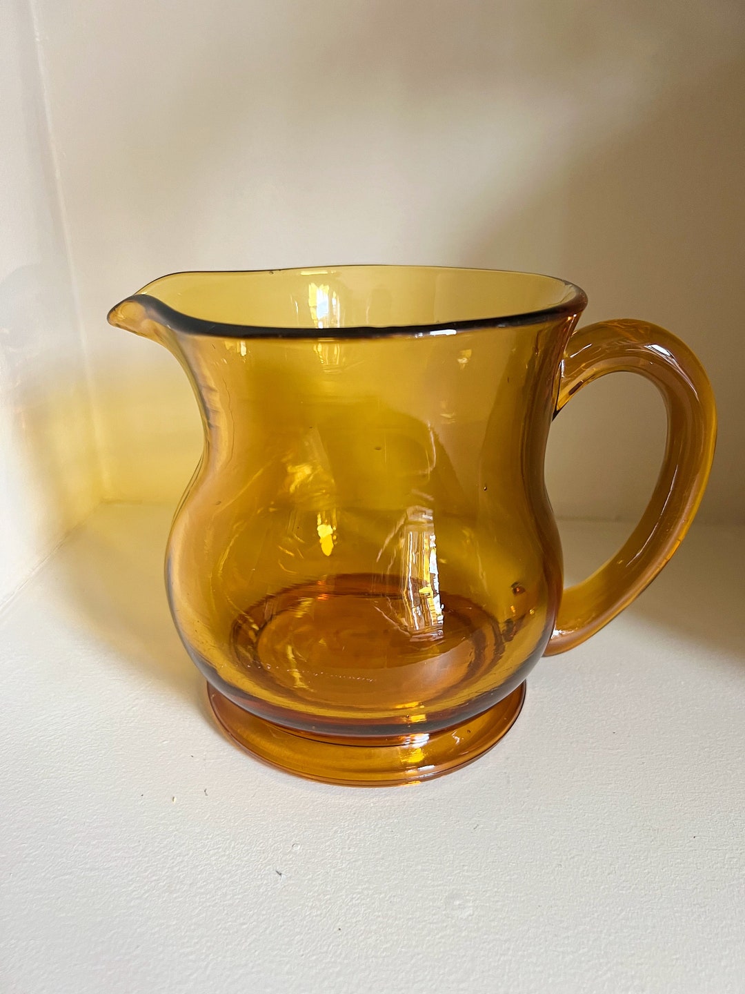 Vintage Amber Glass Jug - Etsy