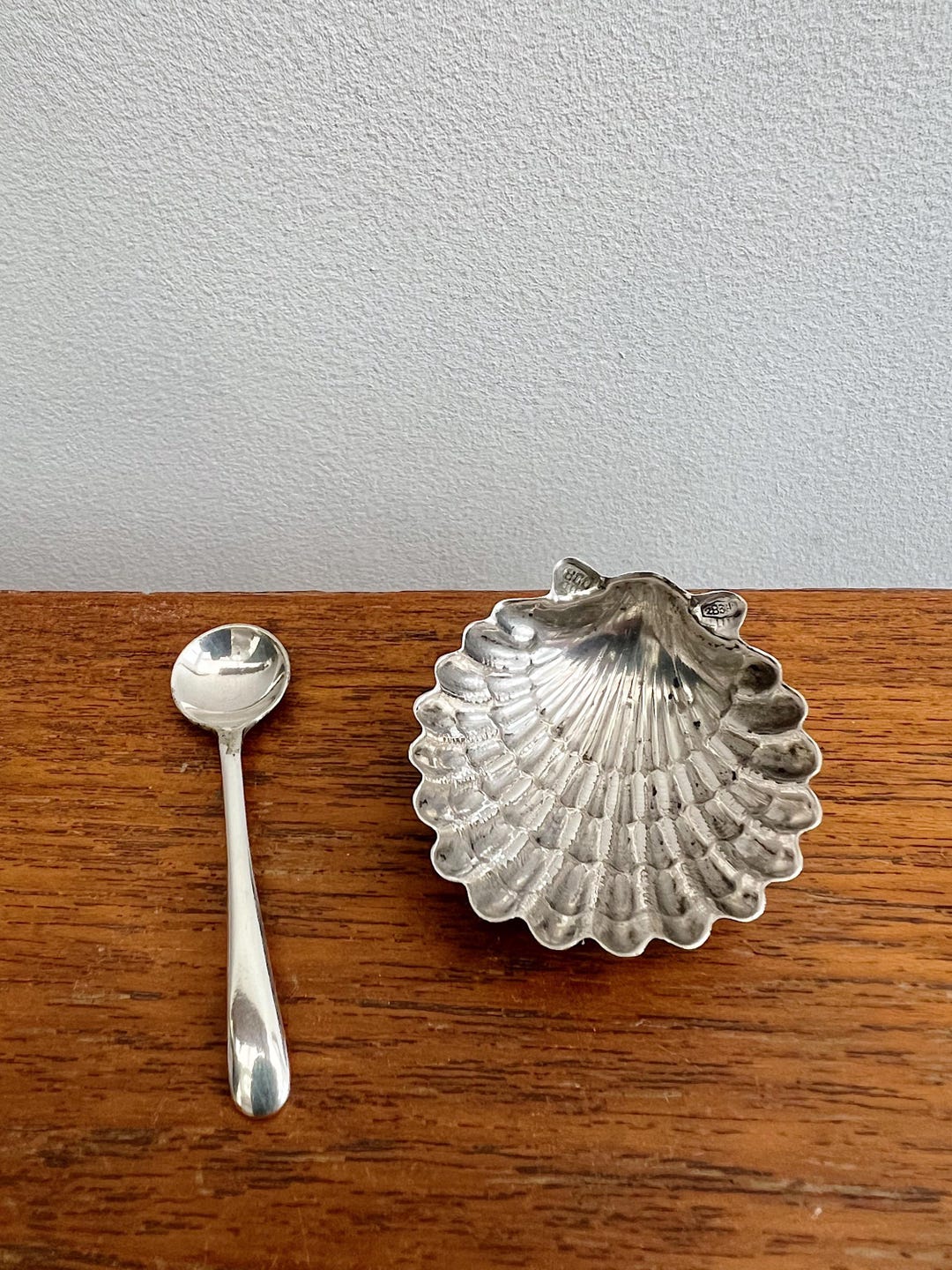 Antique Silver Scallop Clam Shell Salt Cellars With Spoons - Etsy