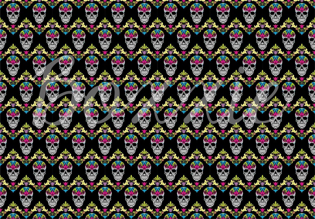 Skull Halloween Wrapping Paper Sheets Gift Wrap Dia De Los Muertos ...