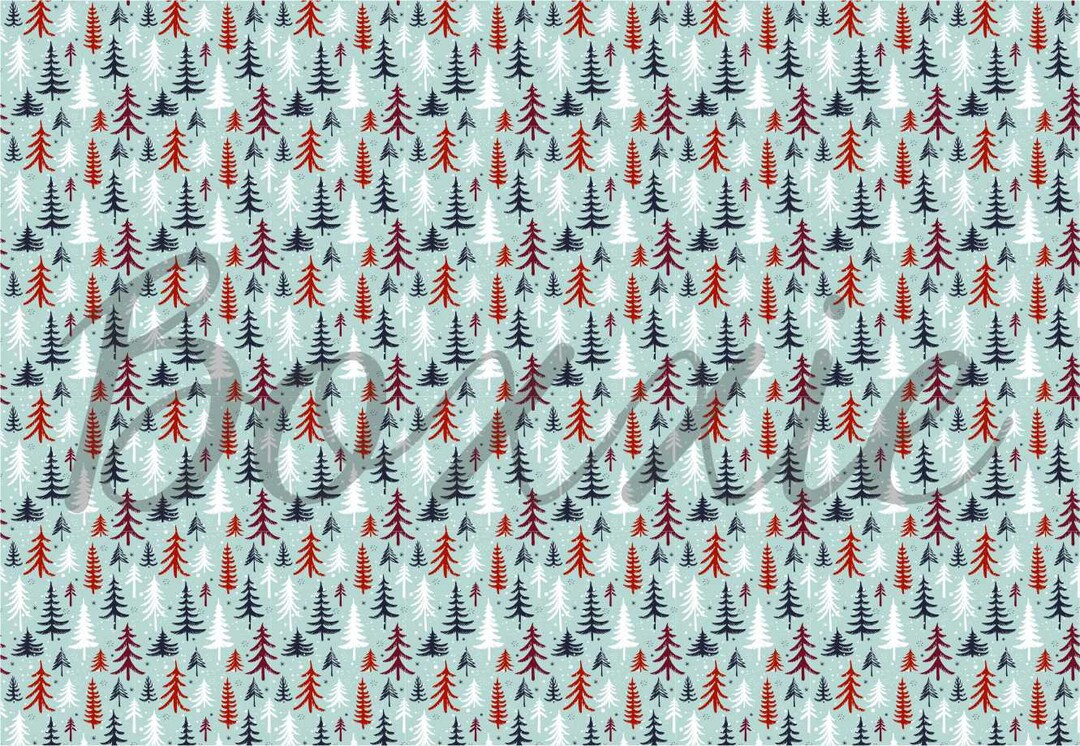 Christmas Tree and Snow Wrapping Paper Sheets Christmas Gift Wrap ...