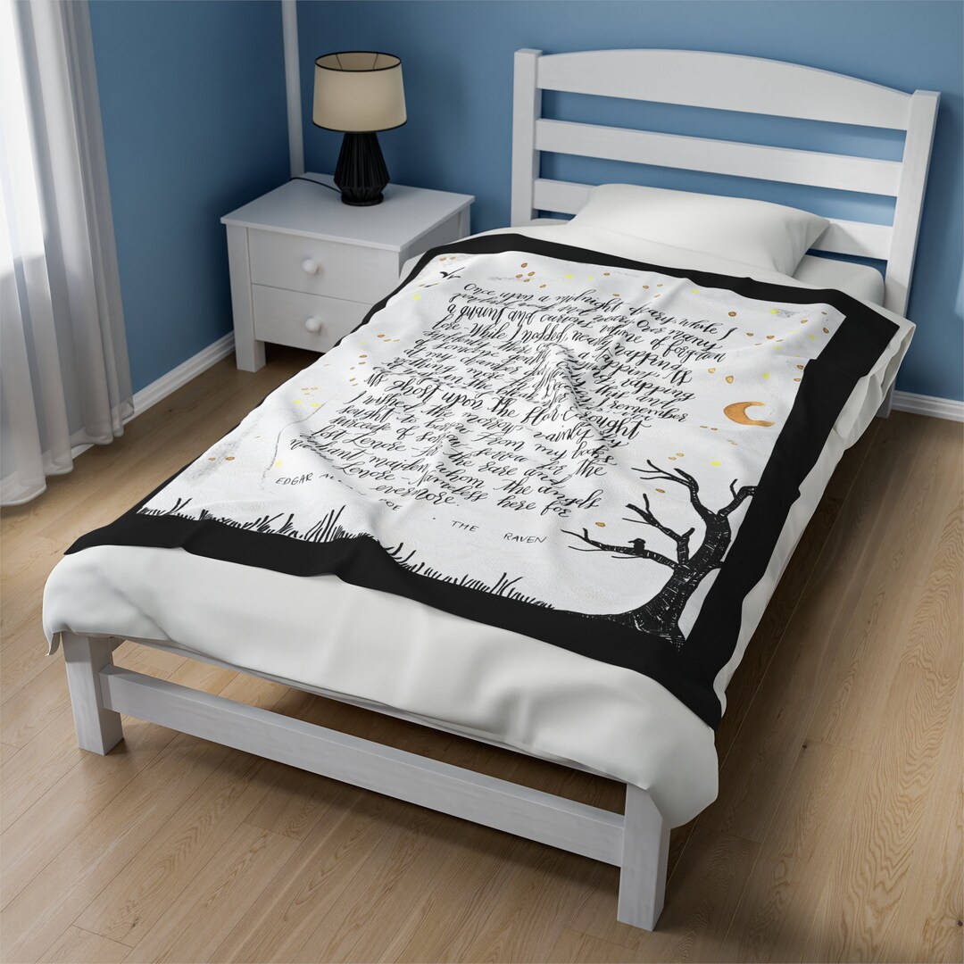 Raven Edgar Allan Poe Halloween Spooky Autumn Fall Velveteen Plush ...