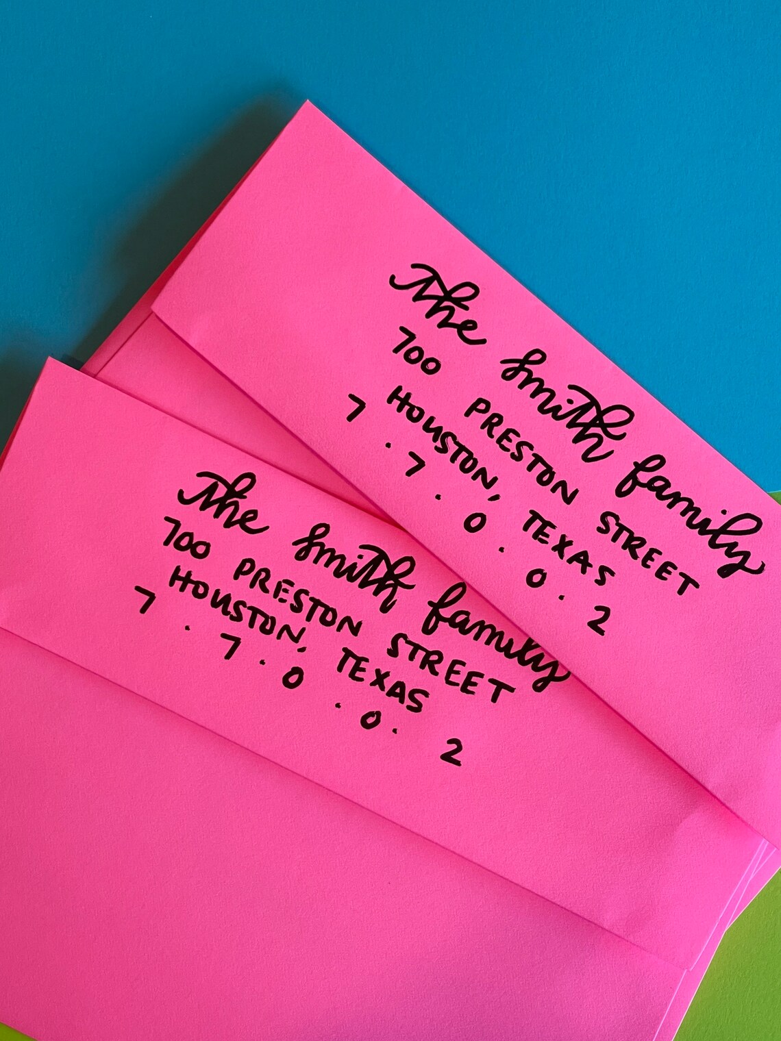 Hot Pink Envelope / Black Lettering Invitation Address - Etsy