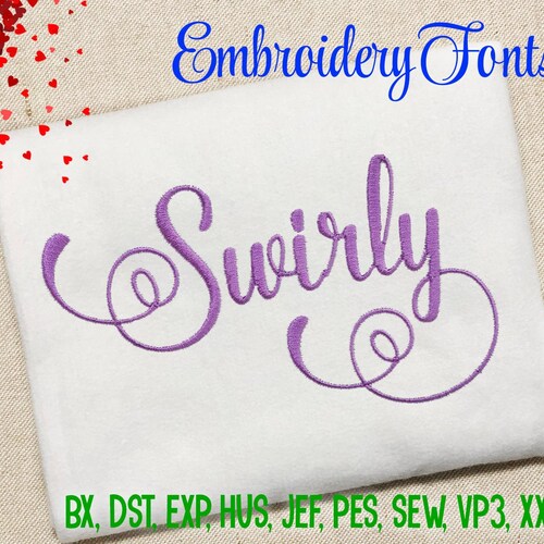SALE Swirly Font Embroidery Fonts 5 Size Set 2 Instant - Etsy