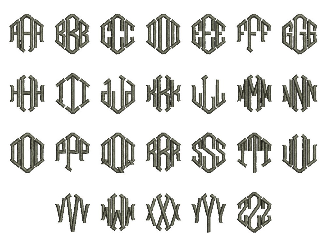 SALE 3 Sizes Point Monogram Font Embroidery Fonts 9 Formats | Etsy