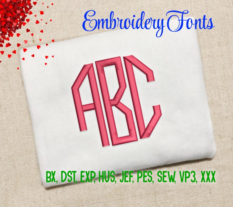 SALE 3 Sizes Octagon Monogram Font Embroidery Fonts 9 - Etsy