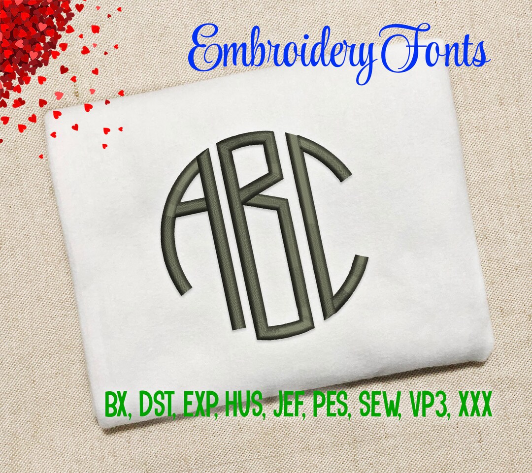 SALE ! 7 Sizes Circle Monogram Font Embroidery Fonts 9 Formats ...
