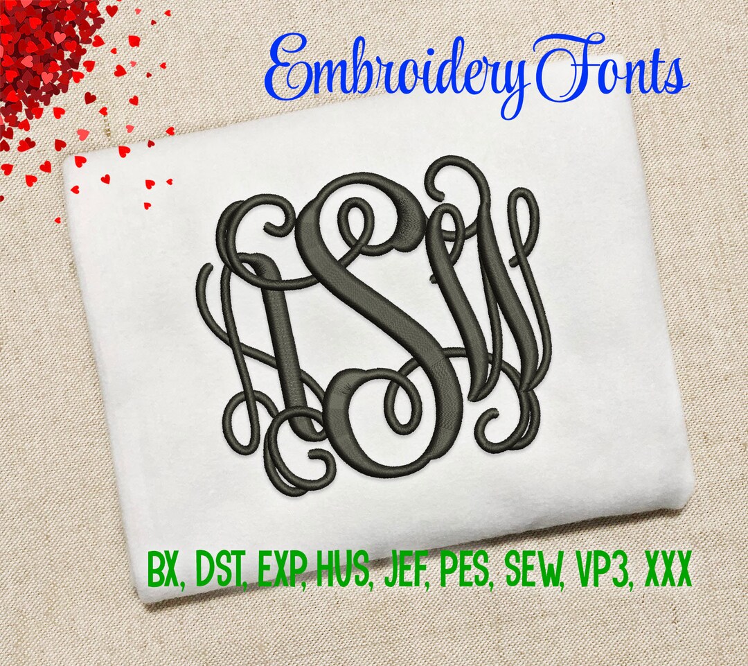 SALE ! 4 Sizes Wind Monogram Font Embroidery Fonts 9 Formats Embroidery ...