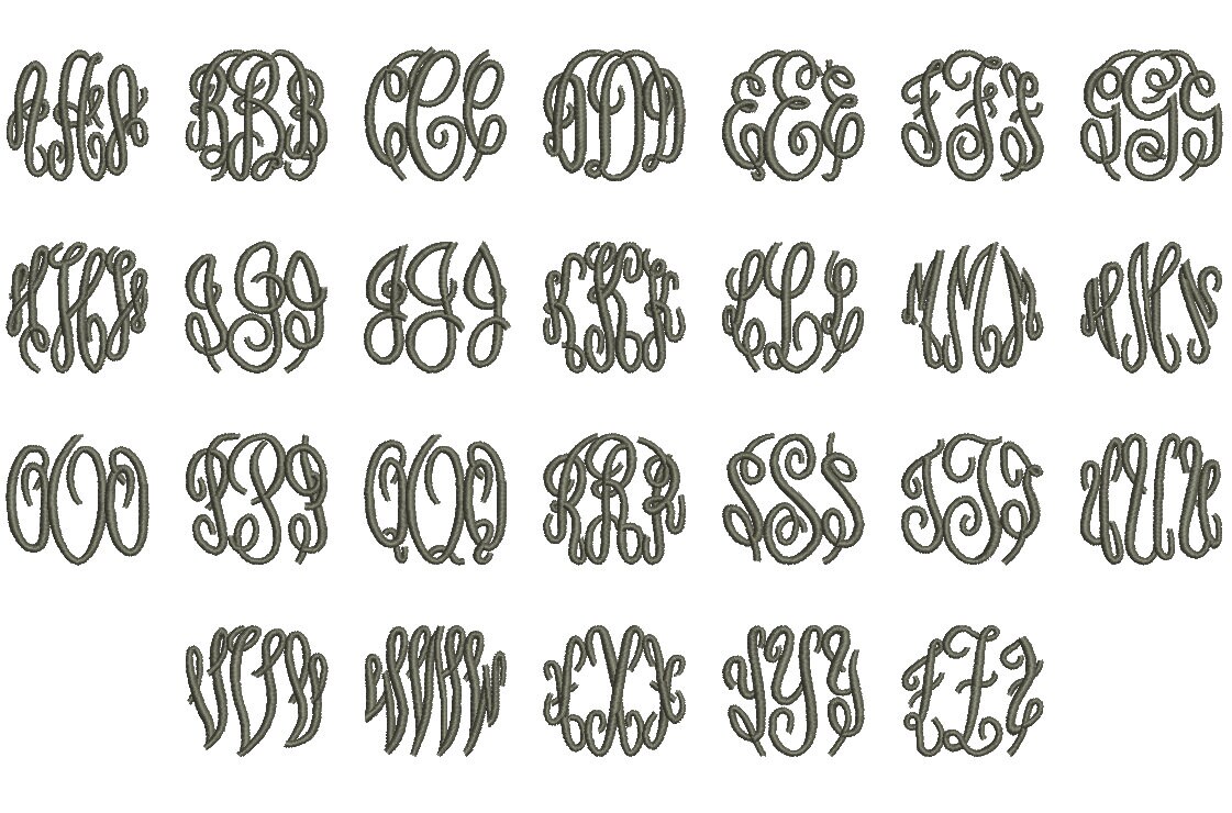 SALE 3 Sizes Fancy Monogram Font Embroidery Fonts 9 Formats - Etsy