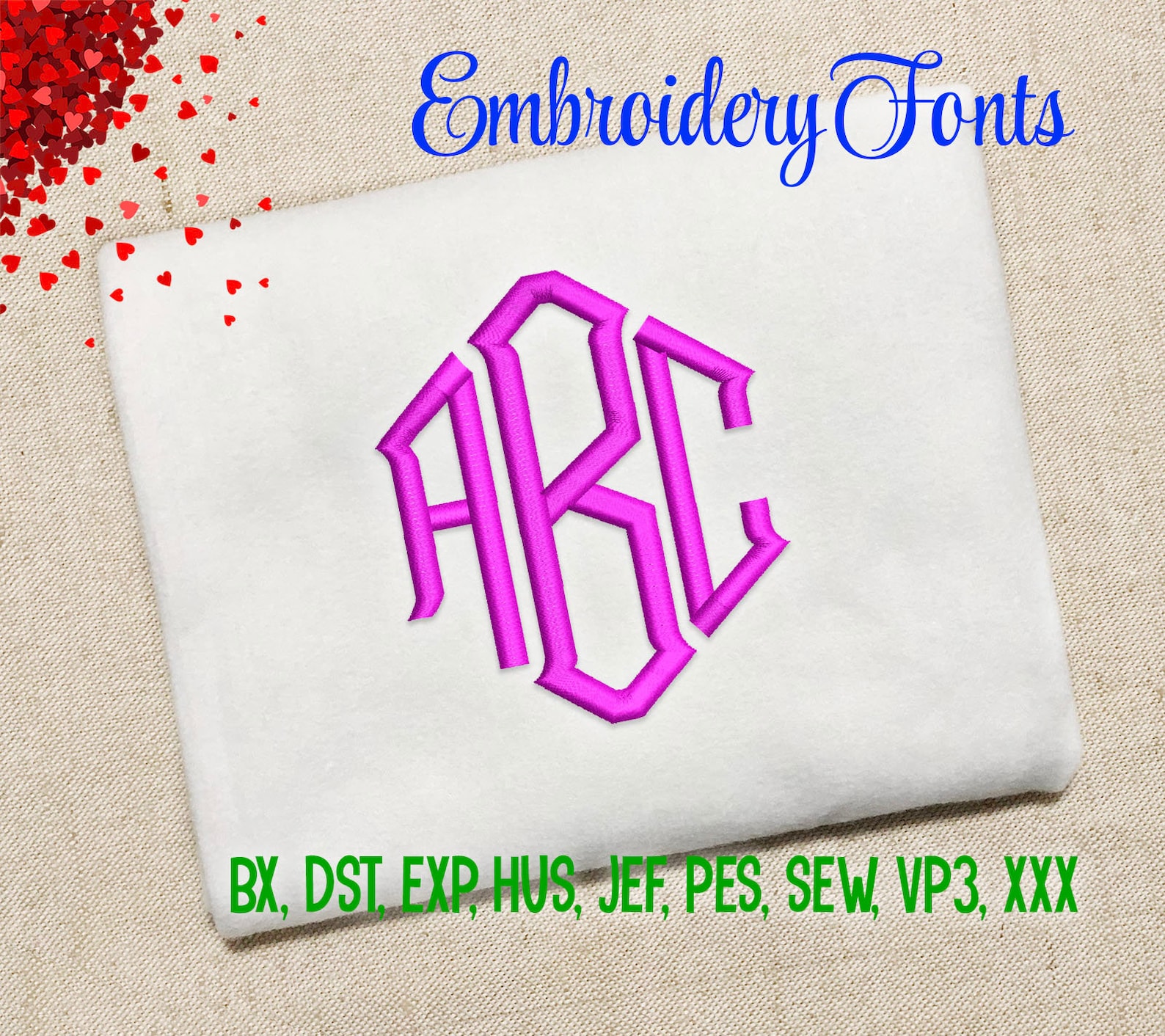 SALE ! 3 Sizes Point Monogram Font Embroidery Fonts 9 Formats ...