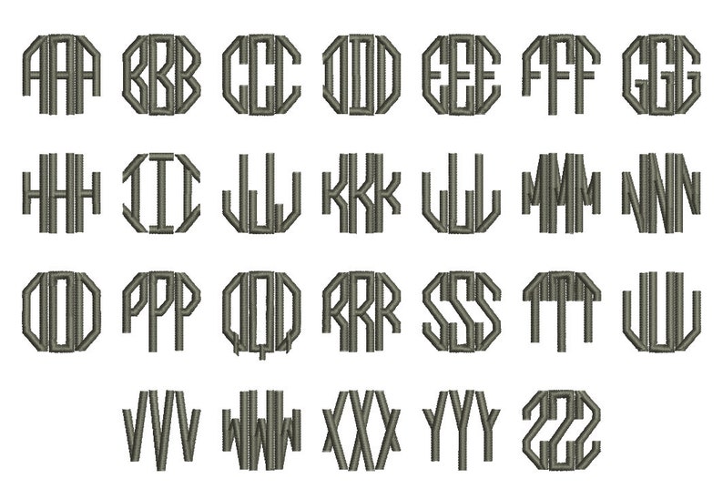 SALE 3 Sizes Octagon Monogram Font Embroidery Fonts 9 - Etsy