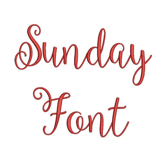 SALE Sunday Font Embroidery Fonts 3 Size Instant Download 8 | Etsy