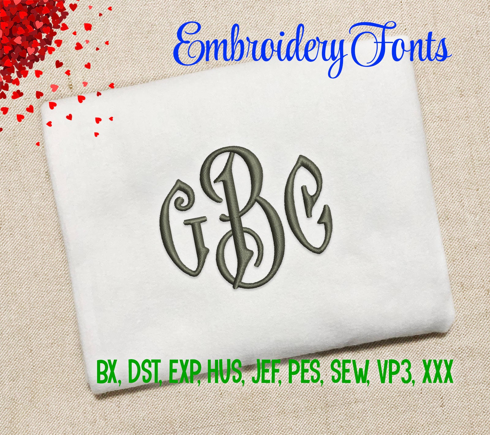 SALE 5 Sizes Carson Monogram Font Embroidery Fonts 9 Formats - Etsy