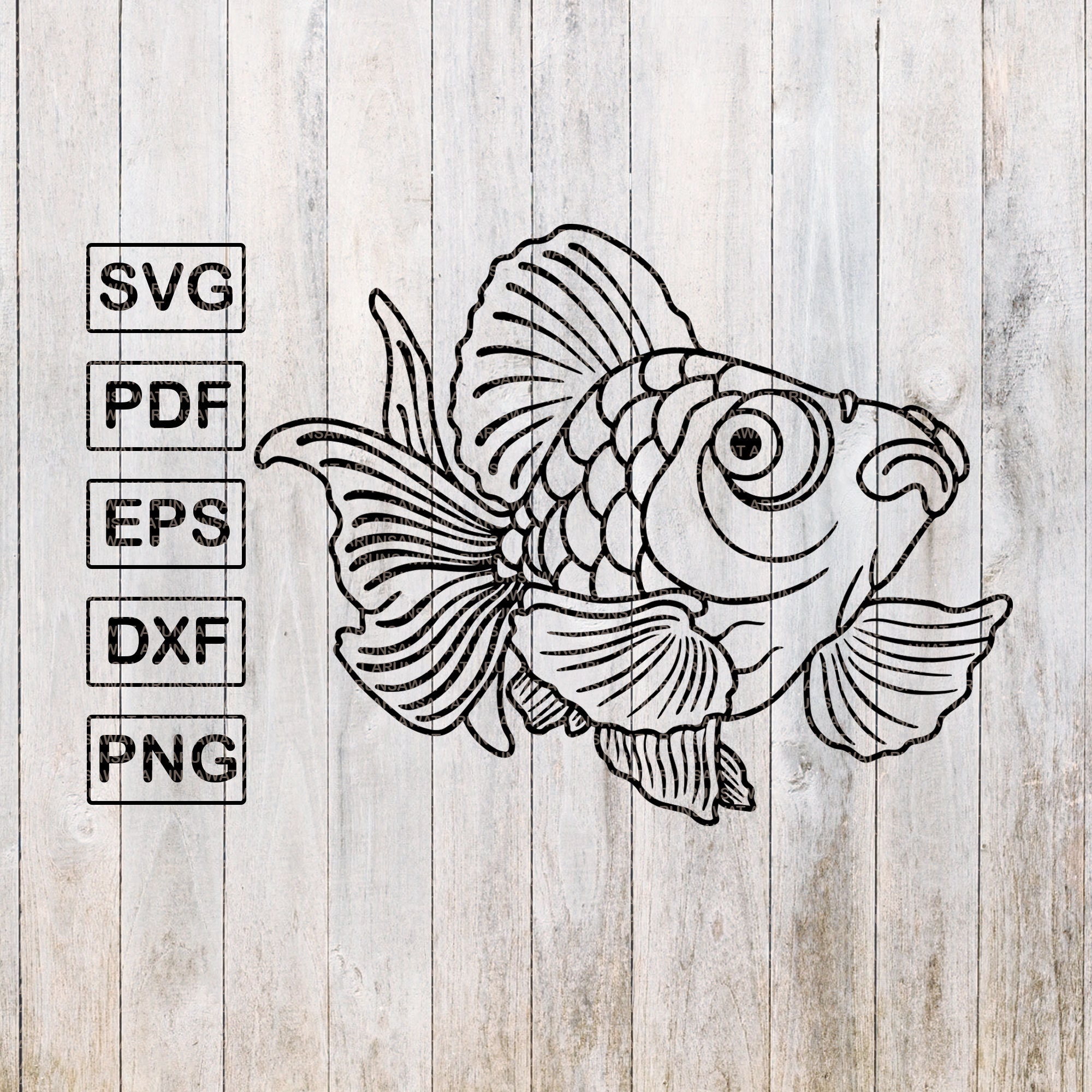 Golden Fish Svg Cutting File Fish Hand Drawn SVG Svg Files for | Etsy