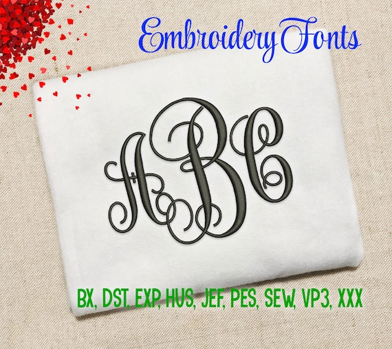 SALE 3 Sizes Interlocking Monogram Font Embroidery Fonts 9 | Etsy