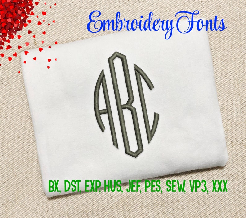SALE 7 Sizes Oval Monogram Font Embroidery Fonts 9 Formats - Etsy