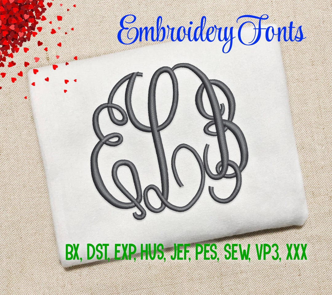 SALE ! 3 Sizes Fancy Monogram Font Embroidery Fonts 9 Formats ...