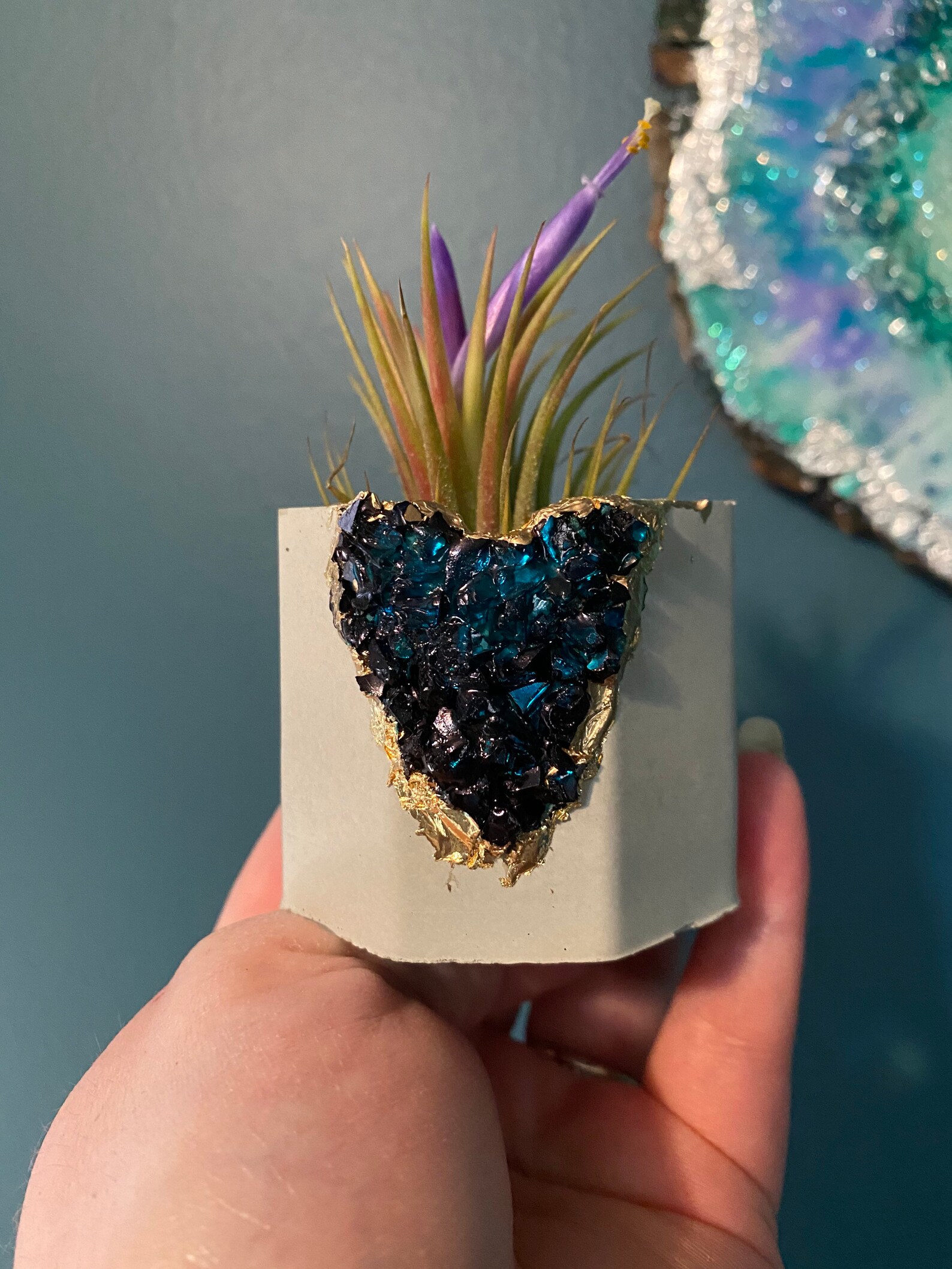 Crystal Inspired Planter Cement Geode Pot Air Plant Holder - Etsy