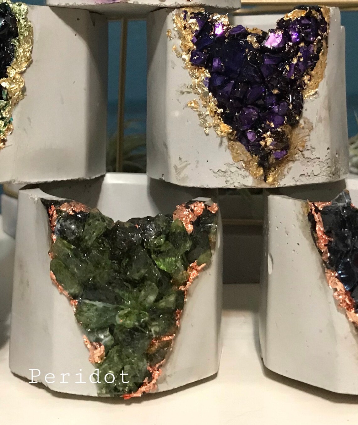 Crystal Planter Cement Geode Pot Air Plant Holder Cactus | Etsy