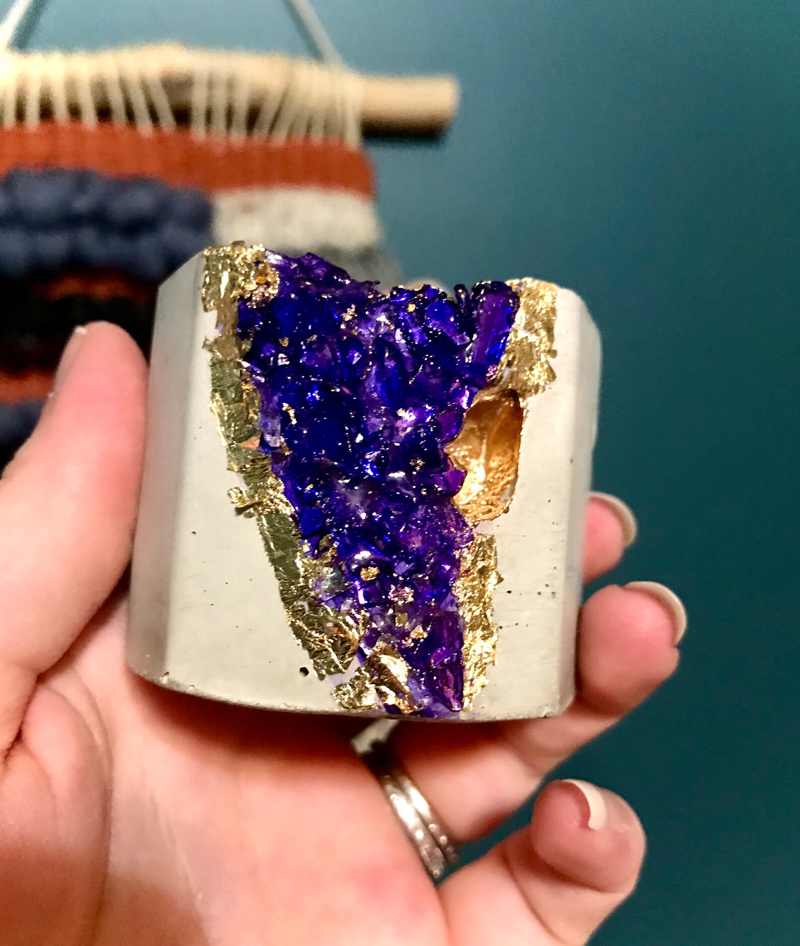 Crystal Planter Cement Geode Pot Air Plant Holder Cactus | Etsy