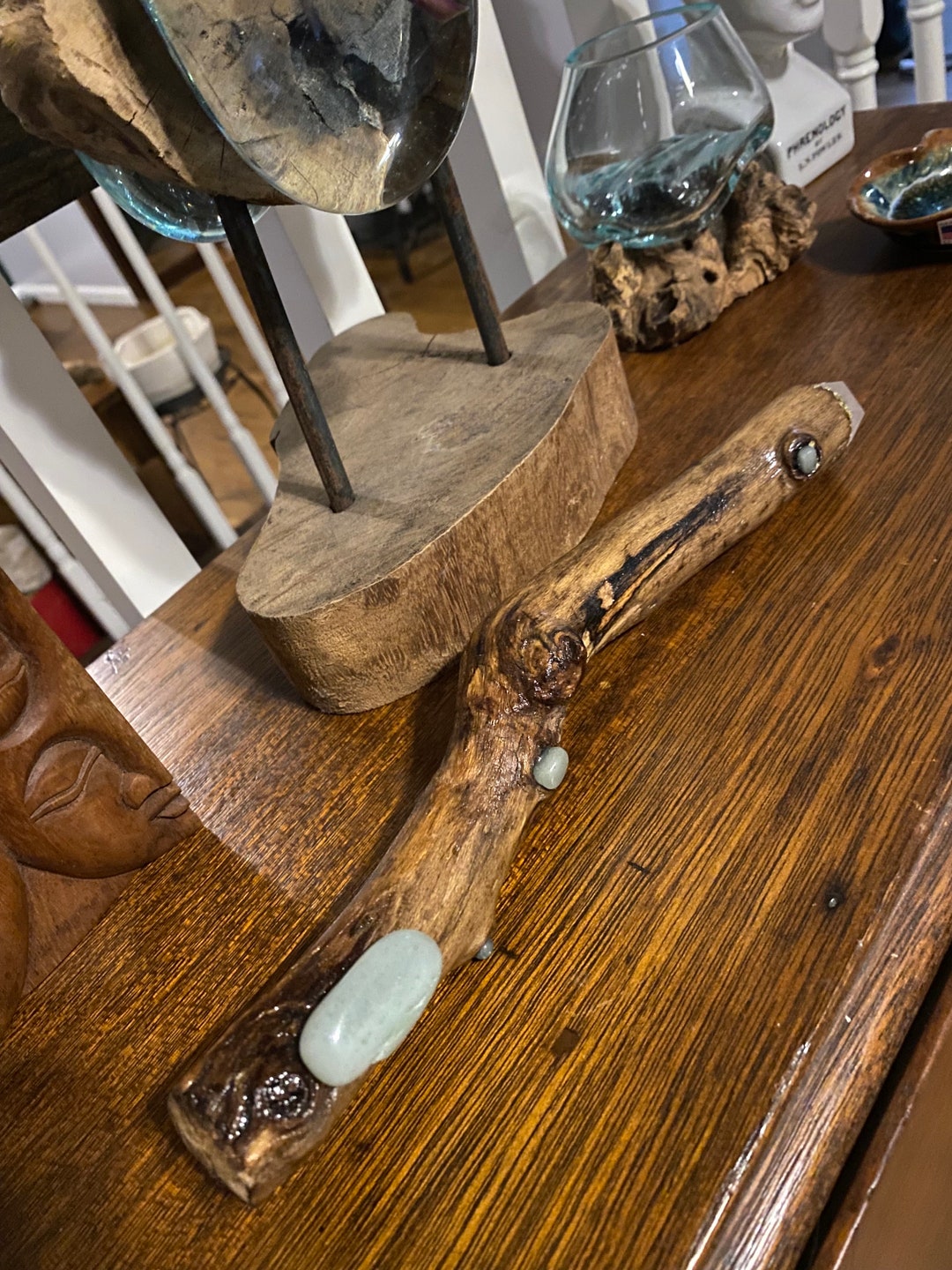 Driftwood Altar Wand: Handmade Quartz & Aventurine Crystal - Etsy