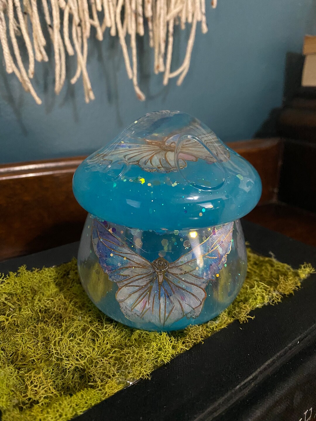 Mushroom Jar Fairy Cottagecore Resin Jar Mushroom Jar Herb Jar Trinket ...