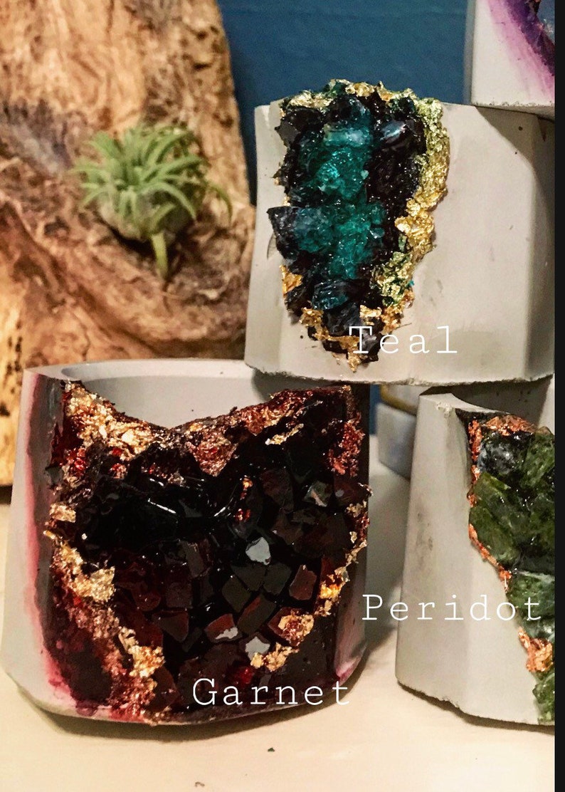 Crystal Planter Cement Geode Pot Air Plant Holder Cactus | Etsy