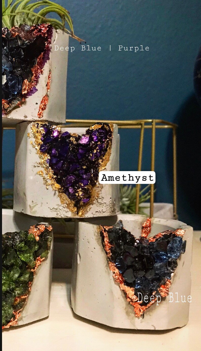 Crystal Planter Cement Geode Pot Air Plant Holder Cactus | Etsy