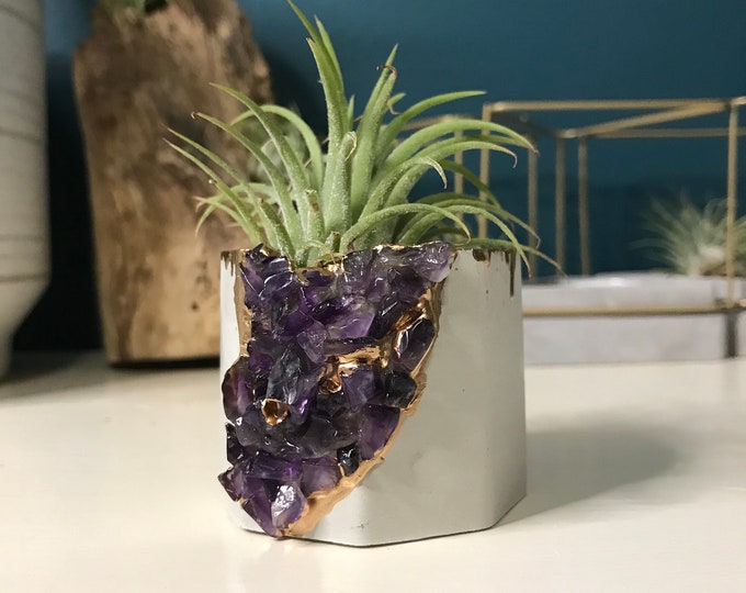 Custom Ceramic Geode Planters With Genuine Crystals - Etsy