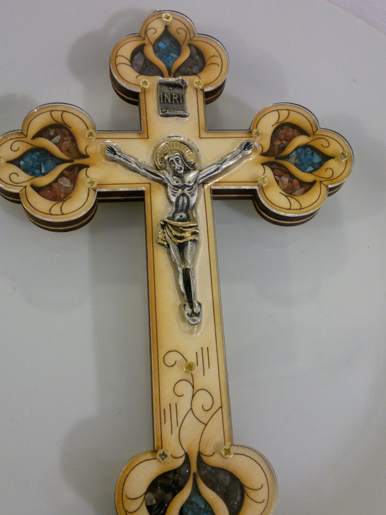 Wood Cross Medium Size Handmade Cross Crucifix Woodcraft Wall Hanging ...