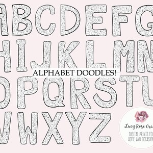 Alphabet PNG Clipart Full Set in Doodle Pattern Design - Hand Drawn - Etsy