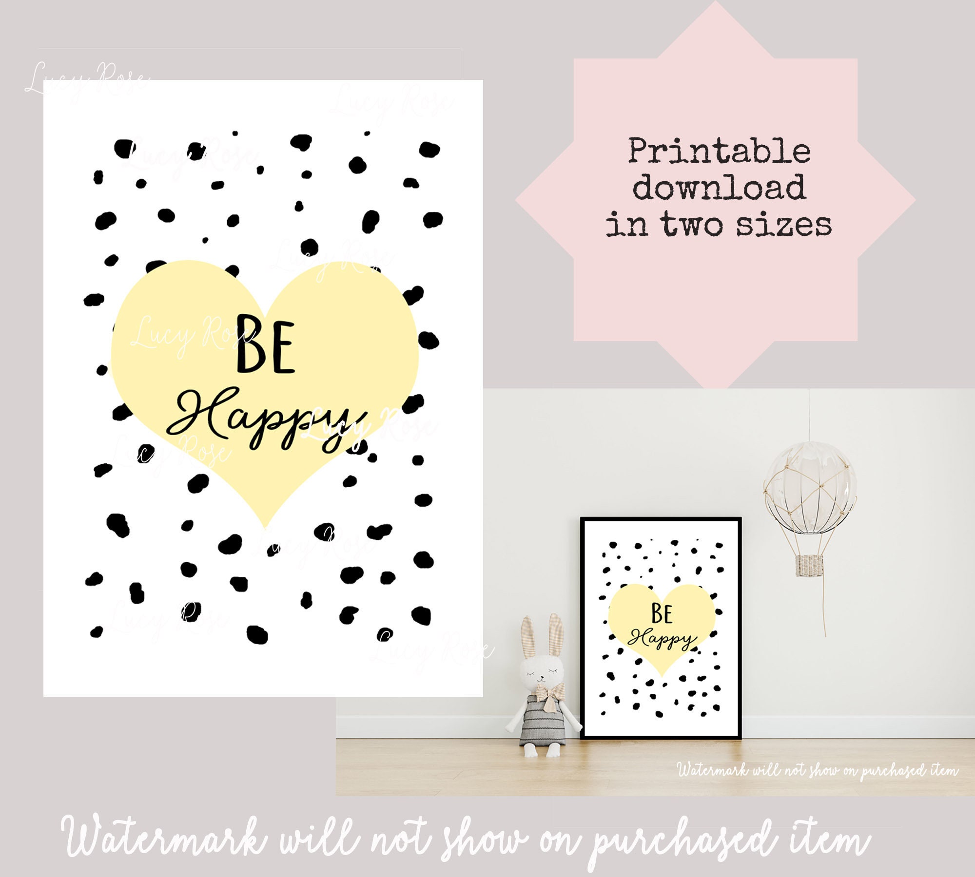Be Happy Digital Poster for printing at home | Etsy
