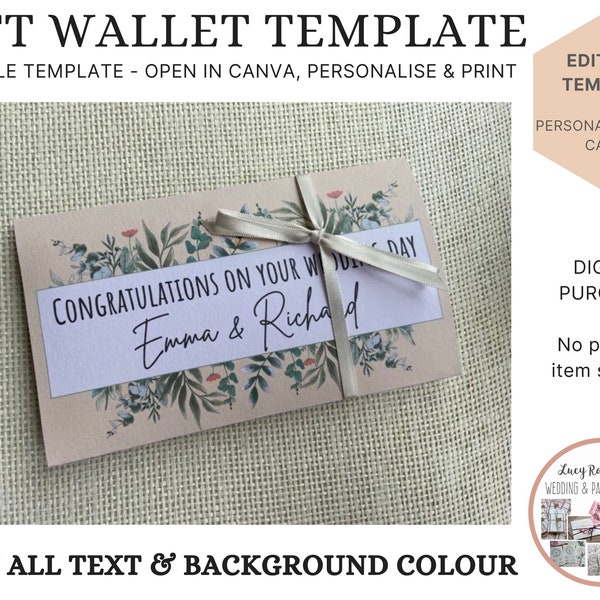 Wedding Money Envelope Template - Etsy