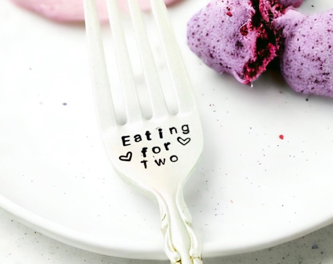 Eating for Two Spoon, Hand Stamped Pregnancy Spoon, Engraved Spoon ...