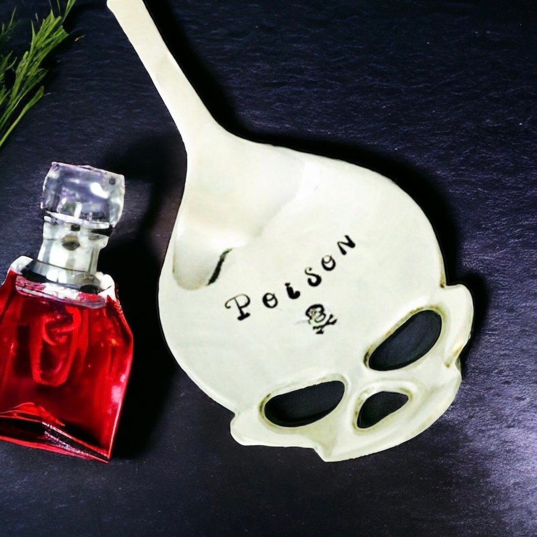 Poison Sugar Spoon, Halloween Decor, Scary Party Spoon, Skull and ...