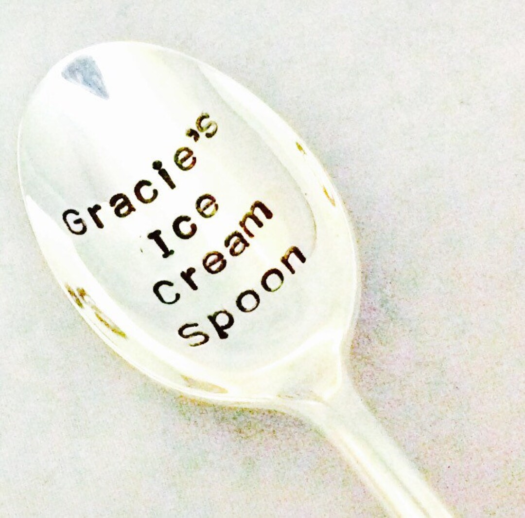 Personalized Ice Cream Spoon, Hand Stamped Vintage Silverware, Ice ...