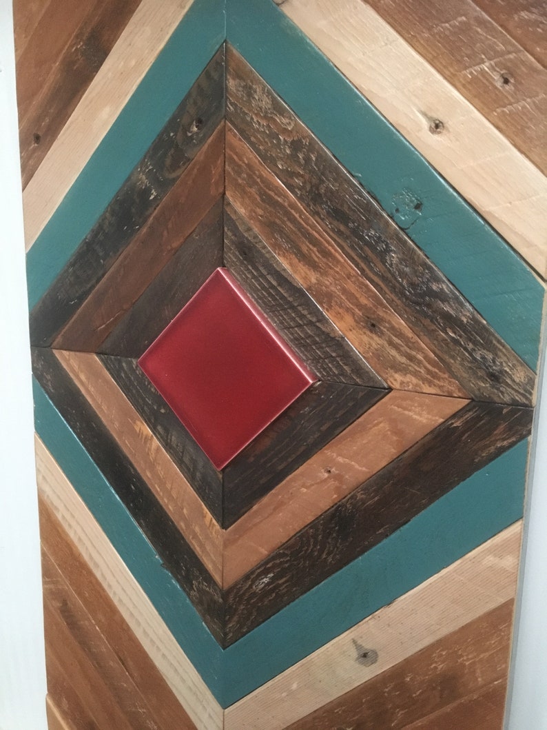 Wall Art Reclaimed Wood With Reclaimed Tile Diamond Pattern - Etsy UK