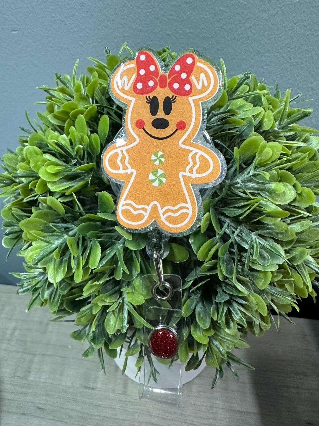 Minnie Mouse Gingerbread | Retractable Acrylic Badge Reel | Nurse Gift ...